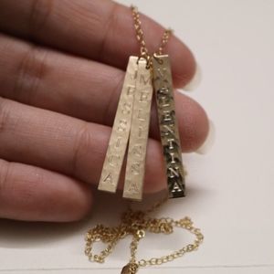 Jewelry | 14k Gold Filled Hammered Engraved 3 Bars Necklace | Poshmark